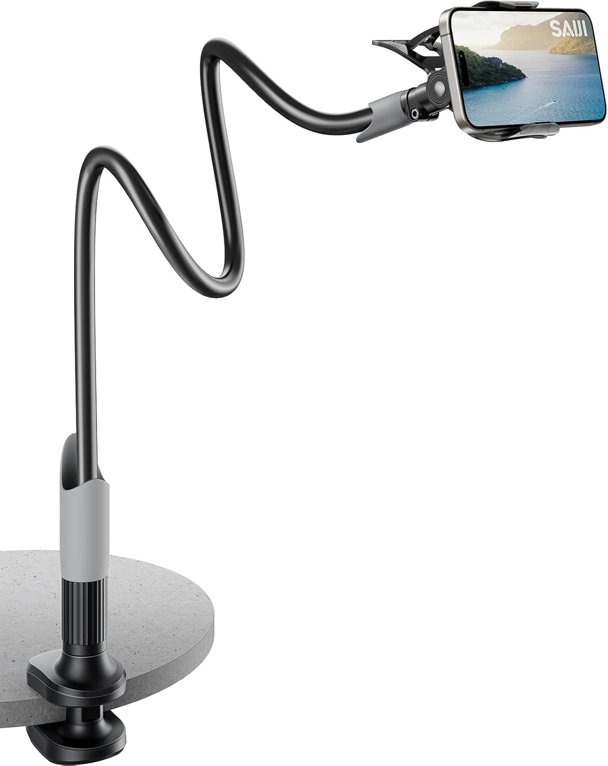 SAIJI Gooseneck Bed Phone Holder – Flexible Long Arm Clamp Stand for D ...